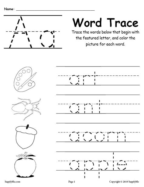 26 Alphabet Word Tracing Worksheets Supplyme