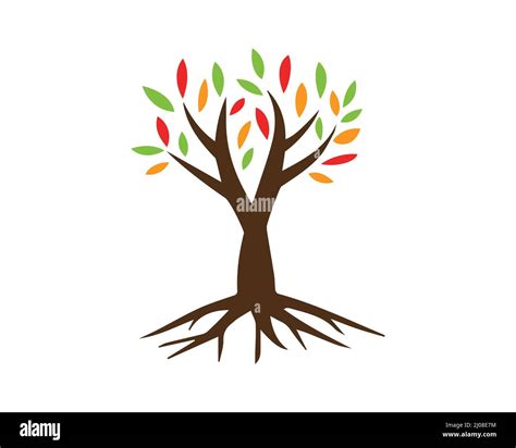 Tree With Colorful Leaves Illustration Stock Vector Image Art Alamy