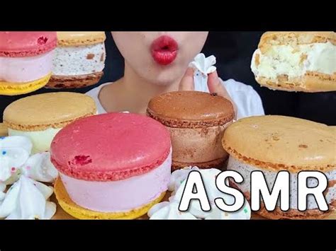 Asmr Baskin Robbins S Ice Macaron Meringue Cookies Eating