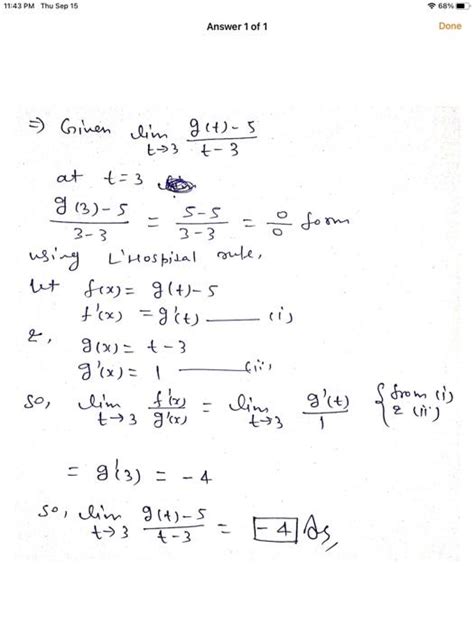Solved ⇒ Given Limt→3t−3g T −5 At T 3 3−3g 3 −5 3−35−5 00