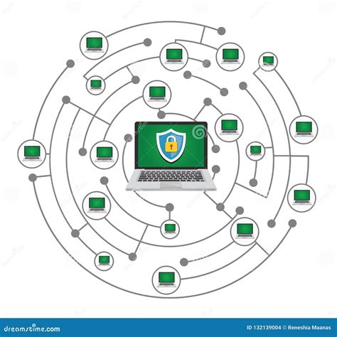 Data Protected Network Concept Isolated On White Background Stock Illustration Illustration Of