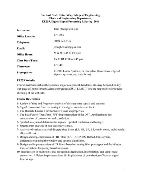 Syllabus Electrical Engineering