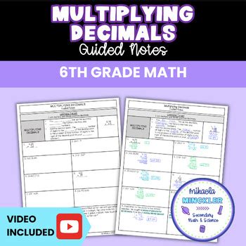 Multiplying Decimals Guided Notes Lesson Th Grade Math TPT