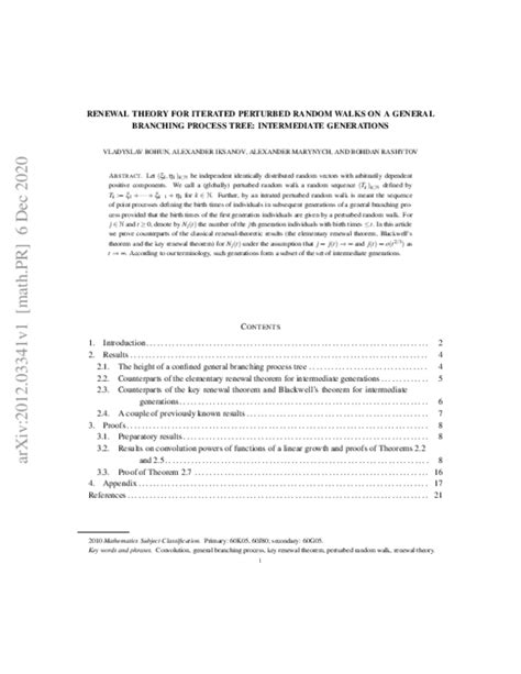 Pdf Renewal Theory For Iterated Perturbed Random Walks On A General
