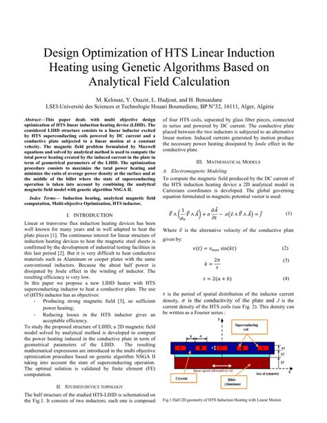 Pdf Design Optimization Of Hts Linear Induction Heating Using Genetic Algorithms Based On