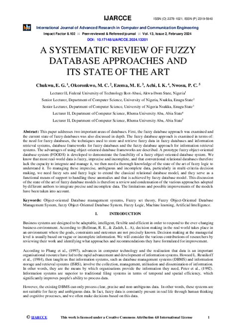 Pdf A Systematic Review Of Fuzzy Database Approaches And Its State Of The Art