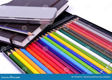 Notebook Black Pencil And Colored Pencil Stock Image Image Of Page Isolated 19734213