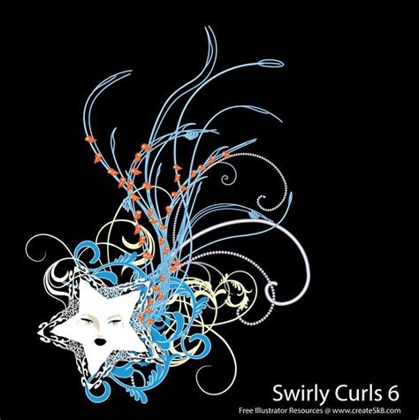 Swirly Curls 6 Neon Star Free Vector Download Freeimages