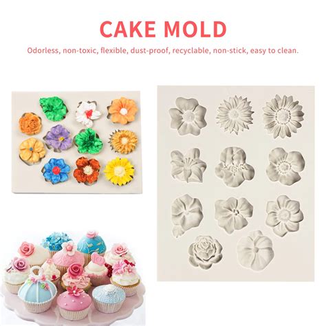 3d силиконовые формы для выпечки подсолнечника Цветы Силиконовые украшения боковой части торта