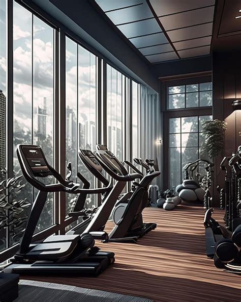 Premium Photo A Gym With A Weight Bar And Treadmill