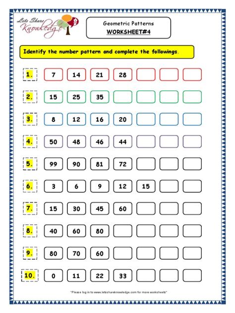 geometric patterns worksheet pdf printable pdf template