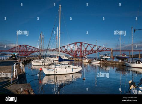 Forth Railway Bridge From Old Harbour South Queensferry West Lothian Edinburgh Scotland Uk