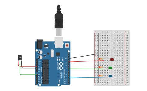 Circuit Design Capteur De Température Tinkercad Et Led Pour Rétroaction