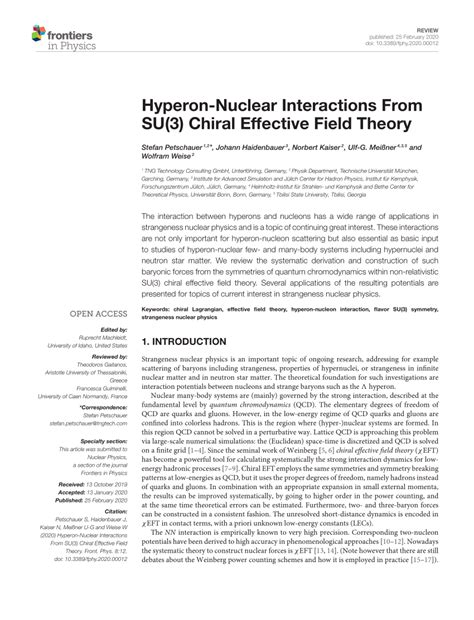 Pdf Hyperon Nuclear Interactions From Su 3 Chiral Effective Field Theory