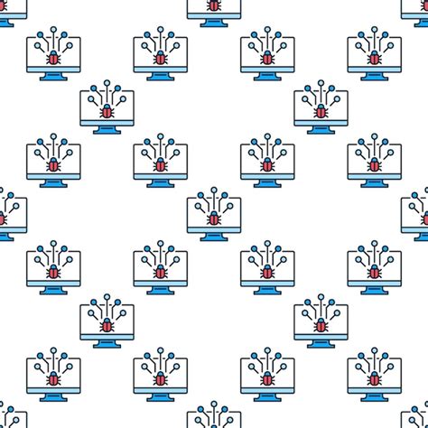 Premium Vector Computer Virus On Pc Screen Vector Colored Seamless Pattern