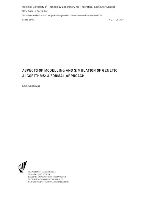 Pdf Aspects Of Modelling And Simulation Of Genetic Algorithms A