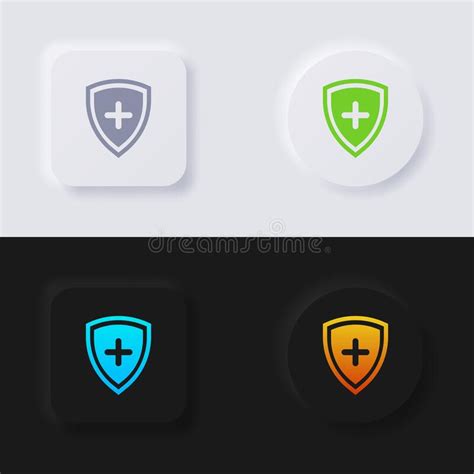 Shield Icon Set Multicolor Neumorphism Button Soft Ui Design Stock Vector Illustration Of