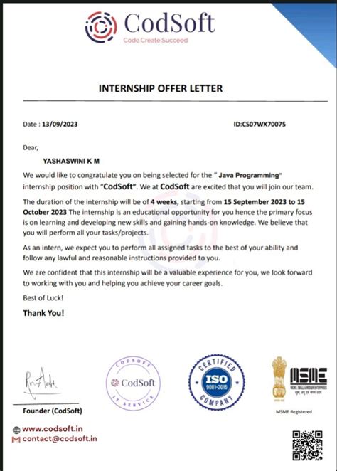 Java Internship Yashaswini K M