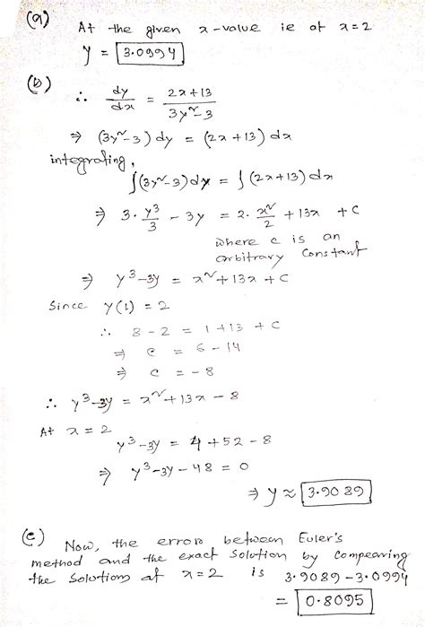 Solved Consider The Following Differential Equation Initial Condition Course Hero