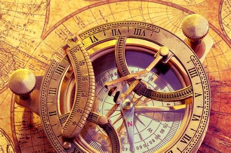 Premium Photo Old Compass Over Ancient Map