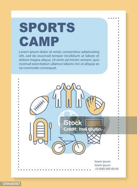 스포츠 캠프 활성 야외 게임 브로셔 템플릿 레이아웃 전단지 소책자 선형 그림이있는 전단지 인쇄 디자인 잡지 연례 보고서 광고 포스터에 대한 벡터 페이지 레이아웃 A4 용지에