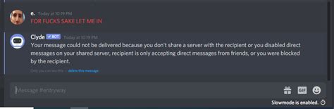Getting Your Message Could Not Be Delivered In A Server Any Help Rdiscordapp