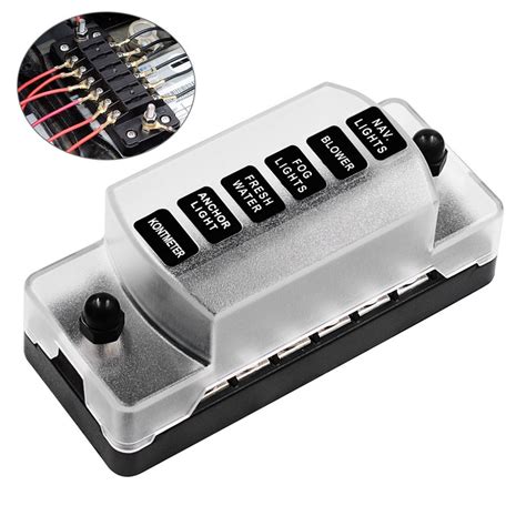 6 Way Fuse Block Blade Fuse Box With Negative Bus And Screw Nut