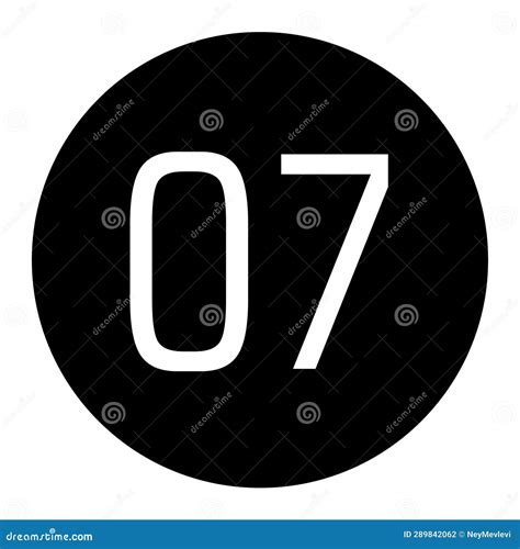 the number 07 is written in white with a black circle frame stock