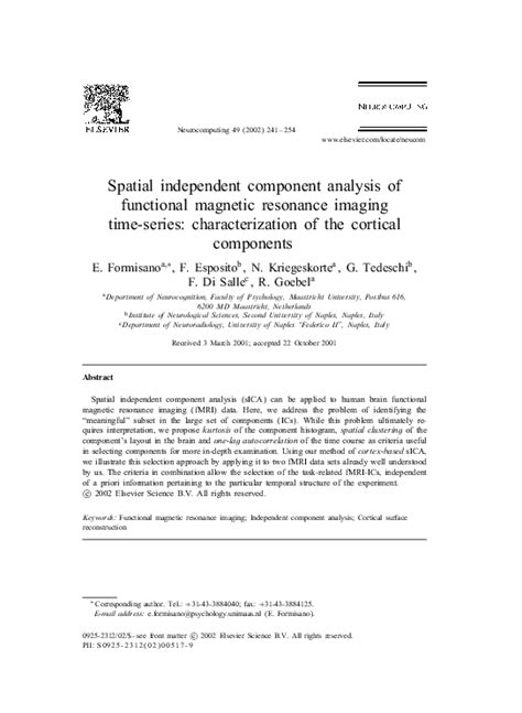Pdf Spatial Independent Component Analysis Of Functional Mri Time Series To What Extent Do