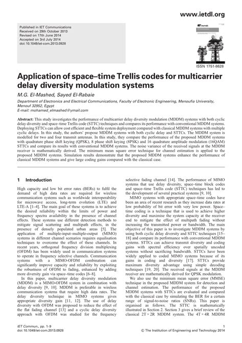 pdf application of space time trellis codes for multicarrier delay