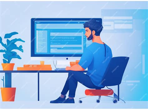 Programmer Working Concept For Web Banner Man Work With Code And