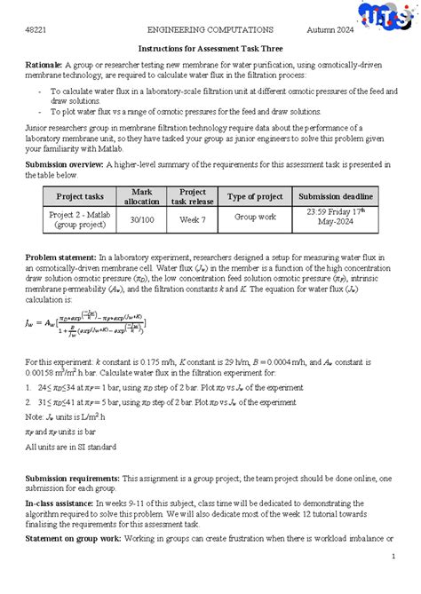 48221 Engineering Computations Assessment Task Three Instructions 3 2 48221 Engineering