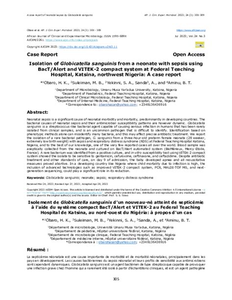 Pdf Isolation Of Globicatella Sanguinis From A Neonate With Sepsis Using Bact Alert And Vitek