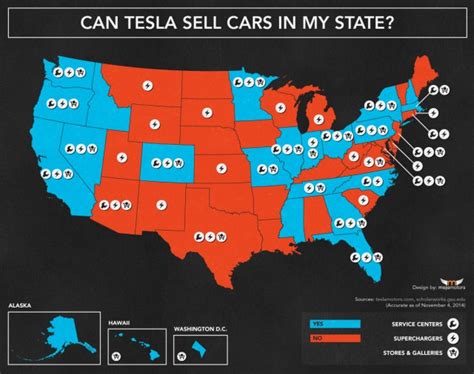 Where Can Tesla Legally Sell Cars Directly To You State By State Map