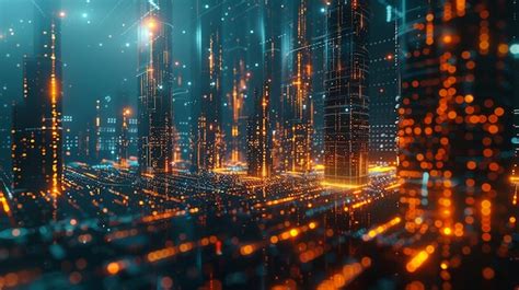 premium photo 3d abstract hologram rendering of a futuristic city