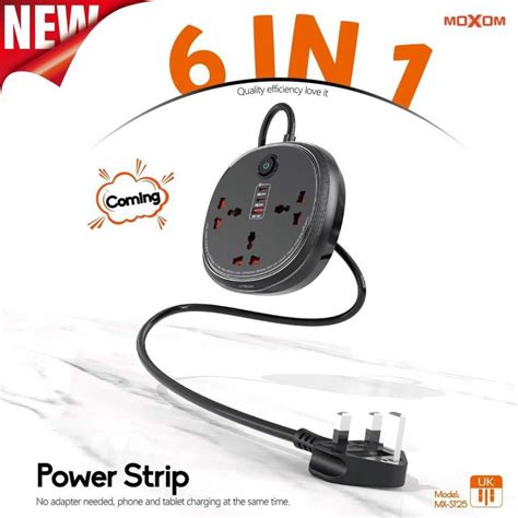 Original Moxom Mx St25 6 In 1 Power Socket 3 Ac Power Sockets 1 Usb Port And 2 Pd Ports