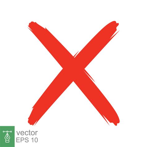 Red X Wrong Sign Abstract Cross Mark Brush Style Cancel Danger Concept Flat Symbol Vector