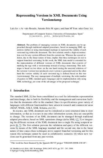 Pdf Representing Versions In Xml Documents Using Versionstamp