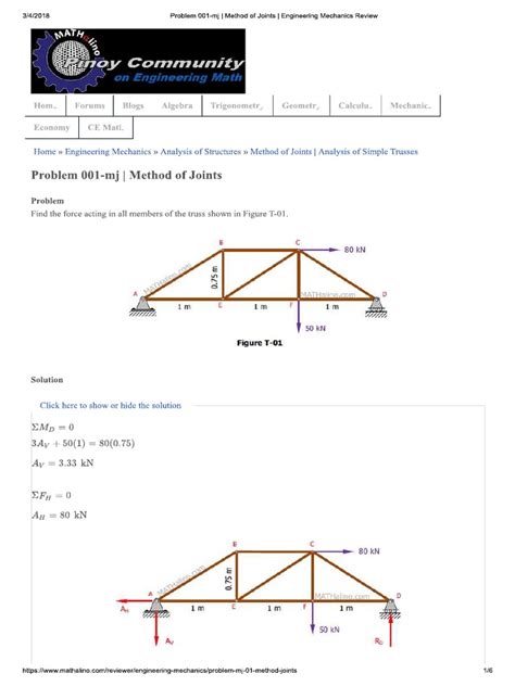 Statics Joint Method Pdf Pdf Truss Architectural Elements