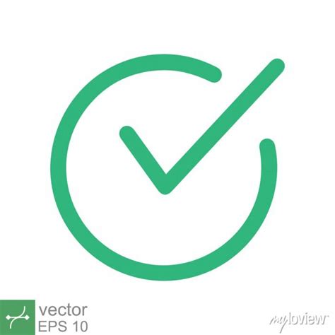 Green Check Mark Icon Simple Flat Style Tick Symbol Checkbox Wall Mural • Murals Vote
