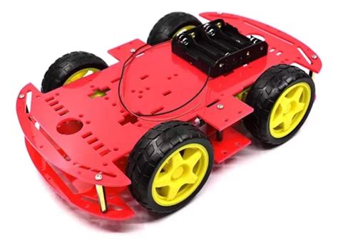 Kit Chassi Duplo 4wd Rodas Robótica Carro Robô Arduino Red Frete Grátis