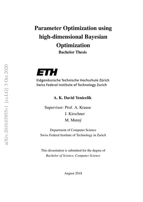 Parameter Optimization Using High Dimensional Bayesian Optimization