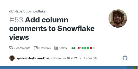 Add Column Comments To Snowflake Views By Spencer Taylor Workrise · Pull Request 53 · Dbt Labs