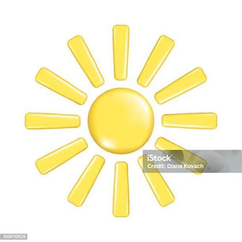 손으로 그린 노란색 사실적인 3d 태양 일기 예보 요소 아이콘 기호 기상학의 장식 3d 디자인 흰색 배경에 분리된 추상 벡터 그림 0명에 대한 스톡 벡터 아트 및 기타