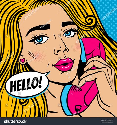 Pop Art Female Face Closeup Sexy Stock Vector Royalty Free 697961749