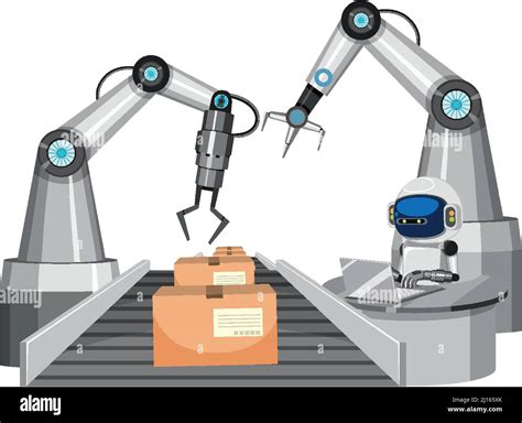 Automation Industry Concept With Assembly Line Robots Illustration Stock Vector Image And Art Alamy