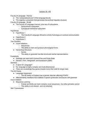 Cognition CH Chapter Summary Notes For Professor Glass Based On Class And Textbook