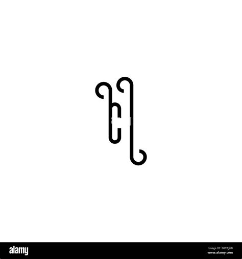 CI Simple Curved Concept Initial Logo Design Black And White Background Stock Vector Image Art
