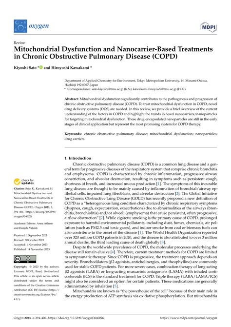 Pdf Mitochondrial Dysfunction And Nanocarrier Based Treatments In