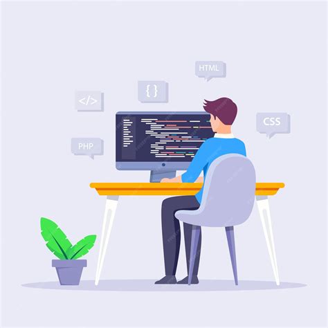 premium vector programmer working on computer coders or programmers
